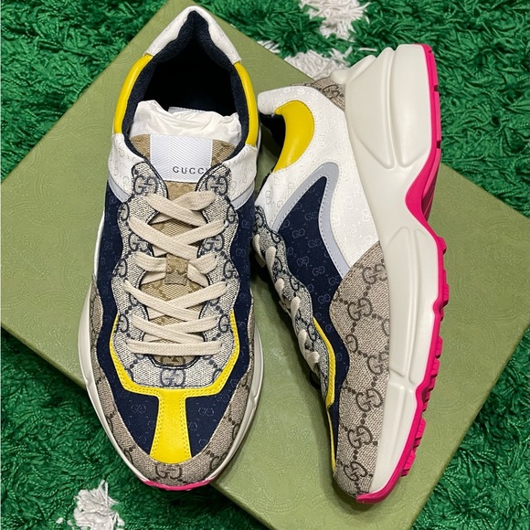 Gucci | Shoes | Gucci Rhyton Monogram Pink Mutli Sneaker | Poshmark
